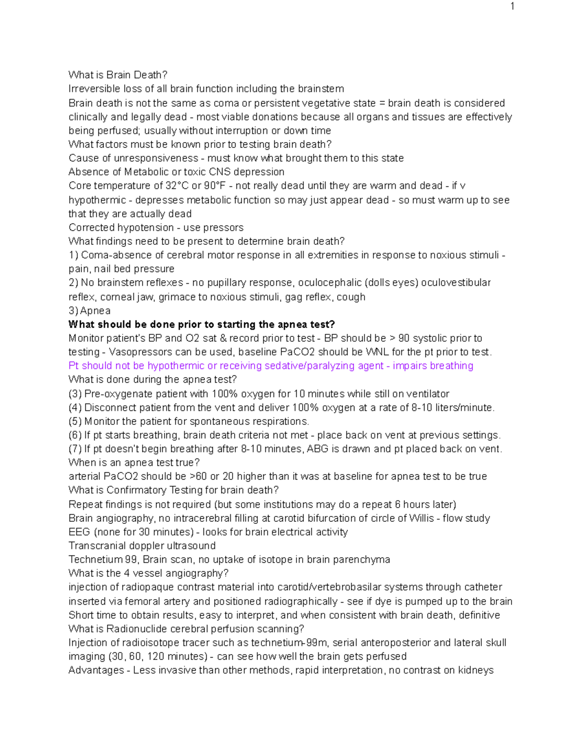 Understanding Brain Death and Testing Criteria - Studocu