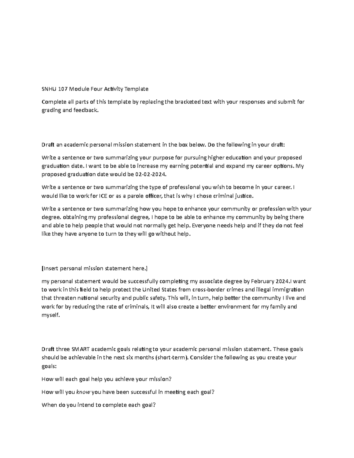 Activity 4 - Assignments - SNHU 107 Module Four Activity Template ...