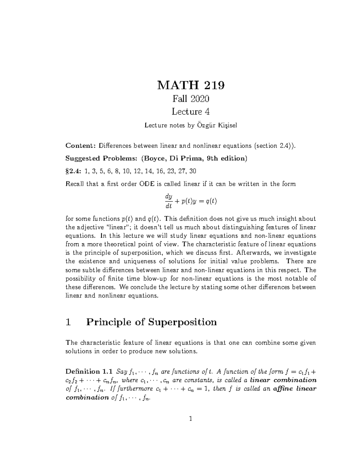 Math219 Lecture 4 Math Math 219 Fall 2020 Lecture 4 Lecture Notes Byozg ̈ur Ki ̧sisel ̈