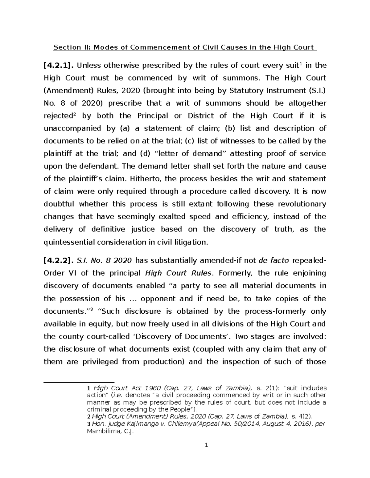 Modes OF Commencement OF HIGH Court Civil Proceedings - Section II ...