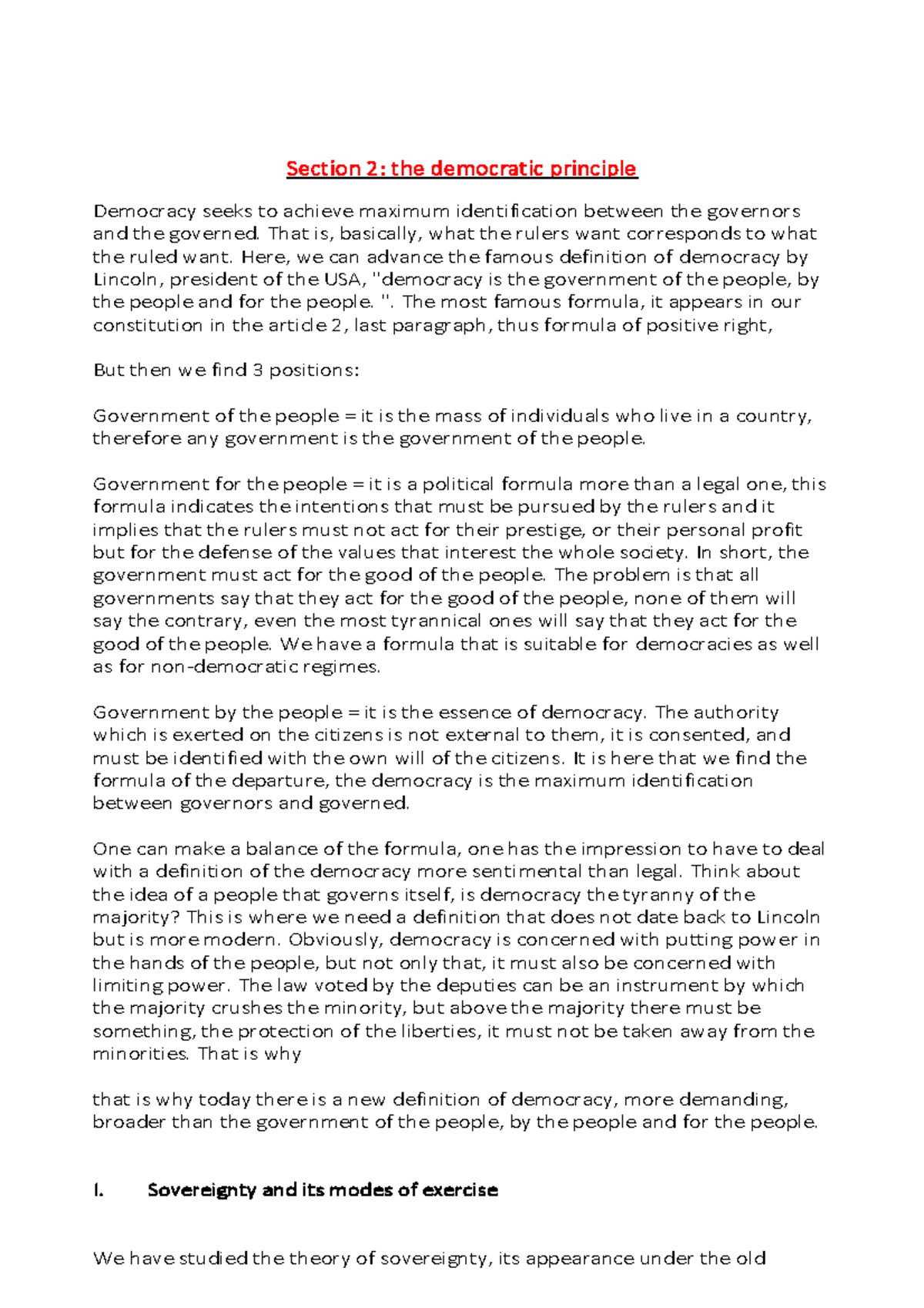 Chapter 3 Section 2 Part.1 - Section 2 : the democratic principle ...