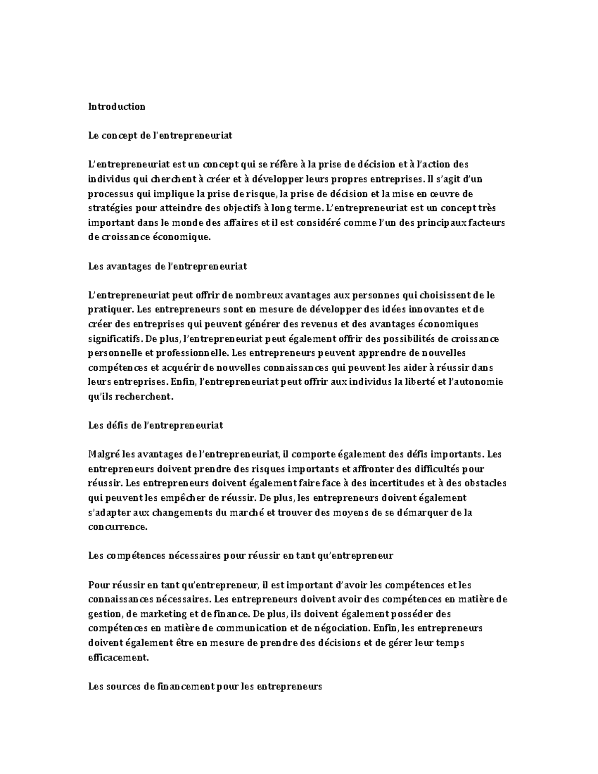 Entrepreneurship - Introduction Le concept de l'entrepreneuriat L ...