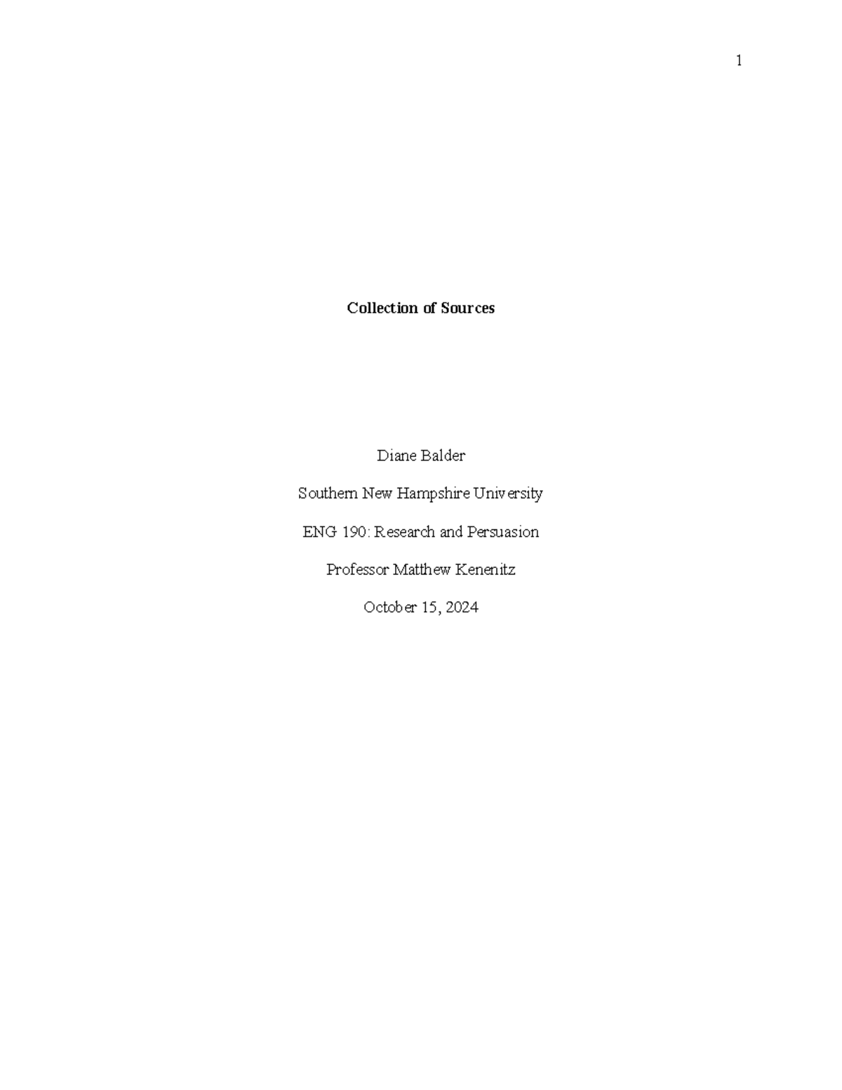 ENG 190 Module Three Collection of Sources Exemplar APA - Collection of ...