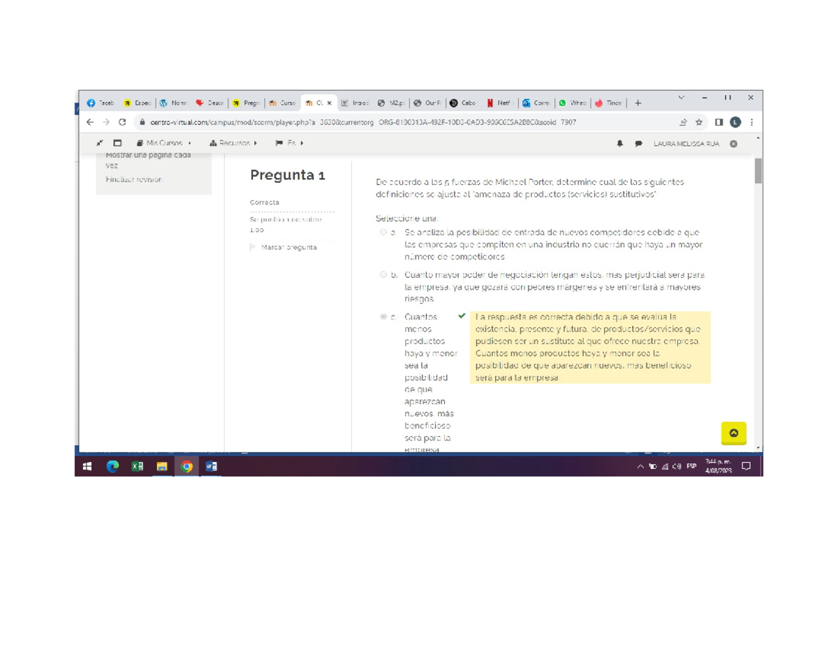 Evaluación 1 - examen - X Faceb Especi Norm Desca Pregra Curso in CU x ...