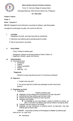 ENG Q4 W2 - Metro Gensan Harvest Christian Academy General Santos City ...