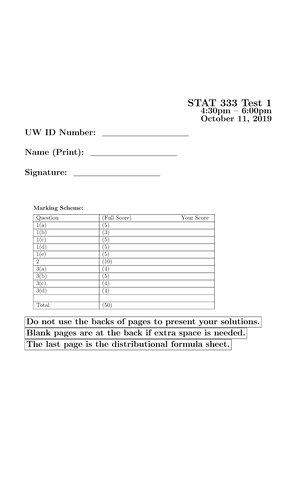 Problem Set 1 - practice - STAT 333 - Problem Set 1 Exercises marked ...