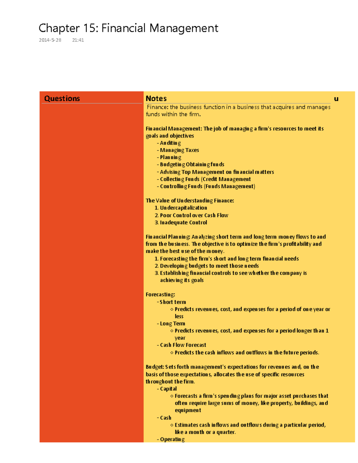 Chapter 15 Financial Management - YƵĞƐƚŝŽŶƐ EŽƚĞƐ ,OTGTIK - Studocu