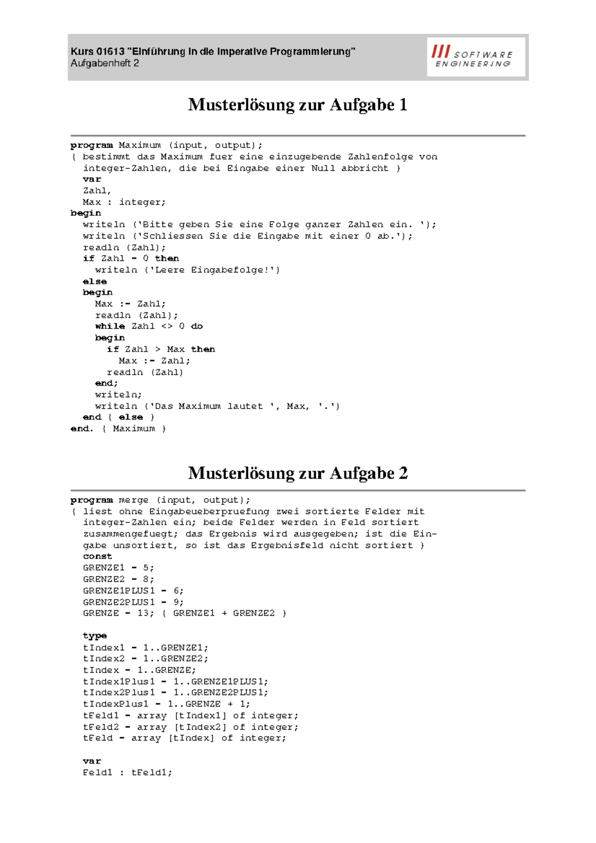 LösungderEinsendeaufgabenEA2 - Aufgabenheft 2 Musterlösung zur Aufgabe ...