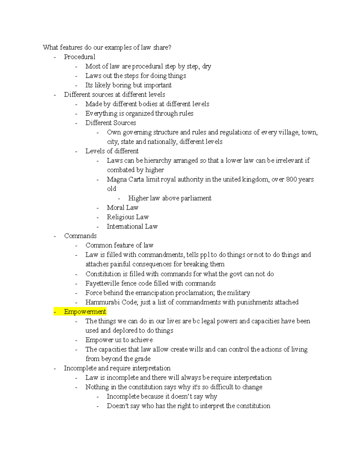 LLA Part 1 Notes - Professor Bybee - What features do our examples of ...