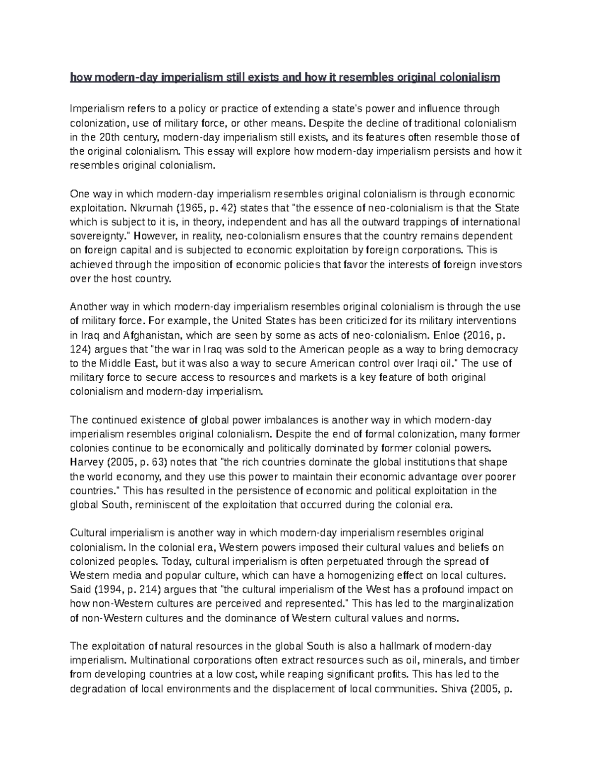 How modern-day imperialism still exists and how it resembles original ...