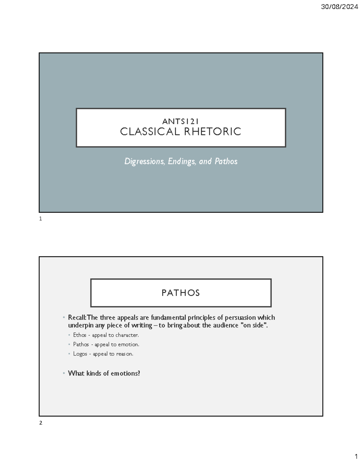 Pathos (appeal to emotion) - ANTS CLASSICAL RHETORIC Digressions ...