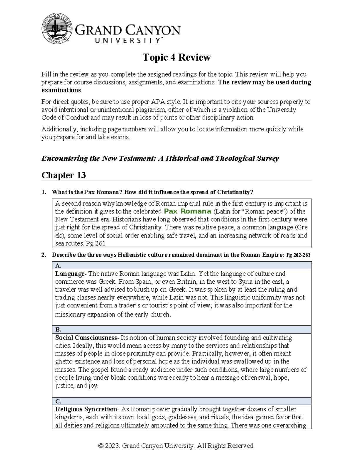 Bib 107 Rs T4review Topic 4 Review Topic 4 Review Fill In The