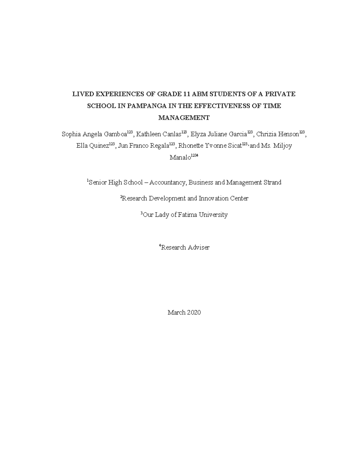 ABM 5R Group 6 - LIVED EXPERIENCES OF GRADE 11 ABM STUDENTS OF A PRIVATE SCHOOL IN PAMPANGA IN ...