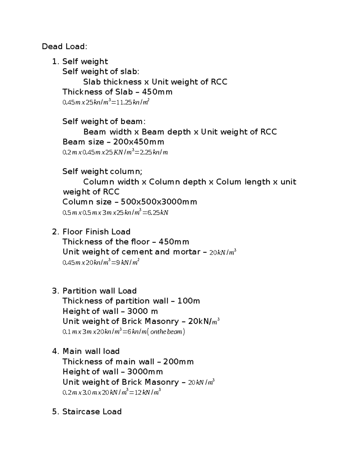 Dead-Loads - CE paaa - Dead Load: 1. Self weight Self weight of slab ...