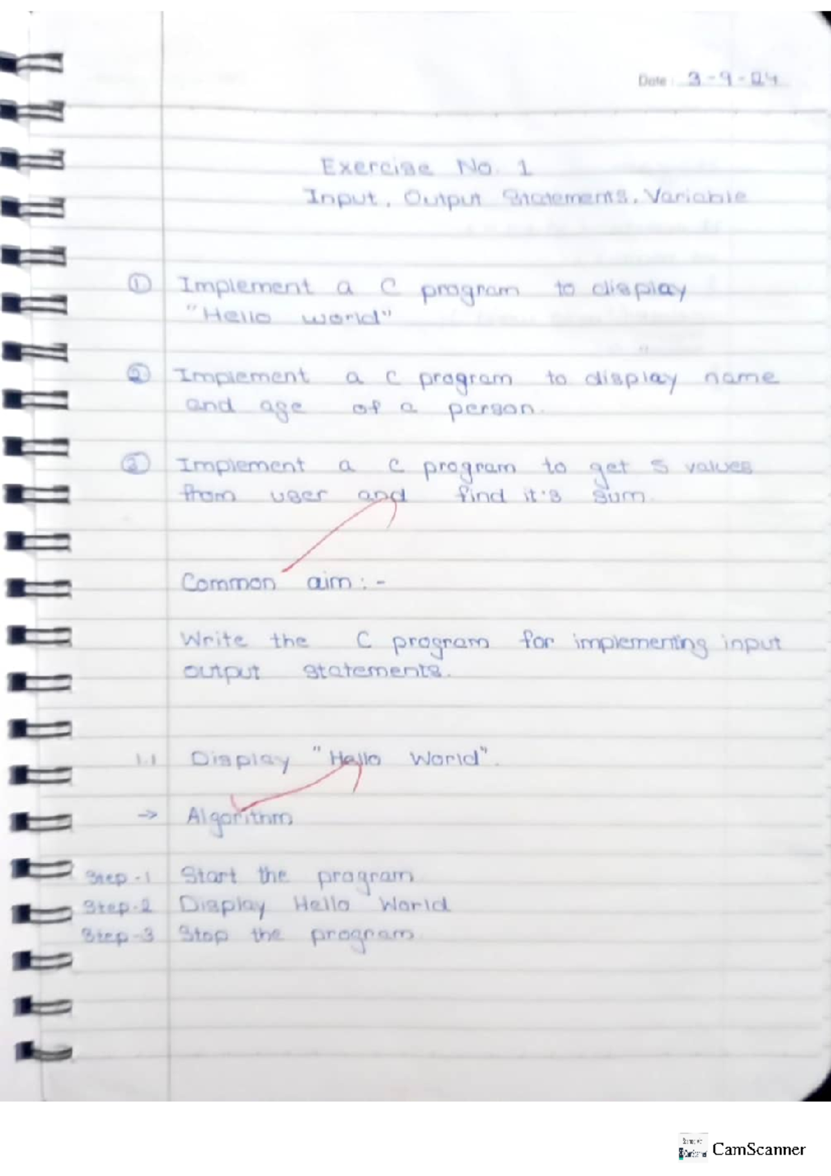 Lab - LAB MANUAL OBSERVATIONS - Date Exercise No 1 Input Output ...