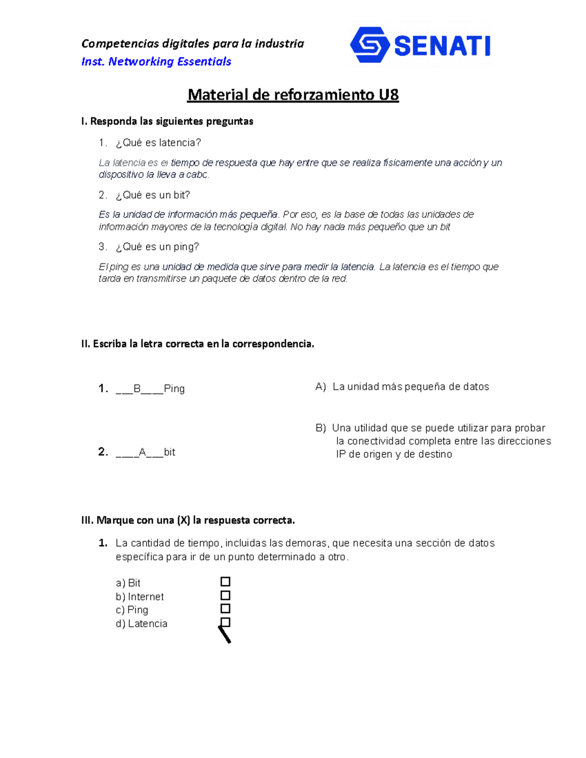 Material de reforzamiento U8 - Competencias digitales para la industria ...