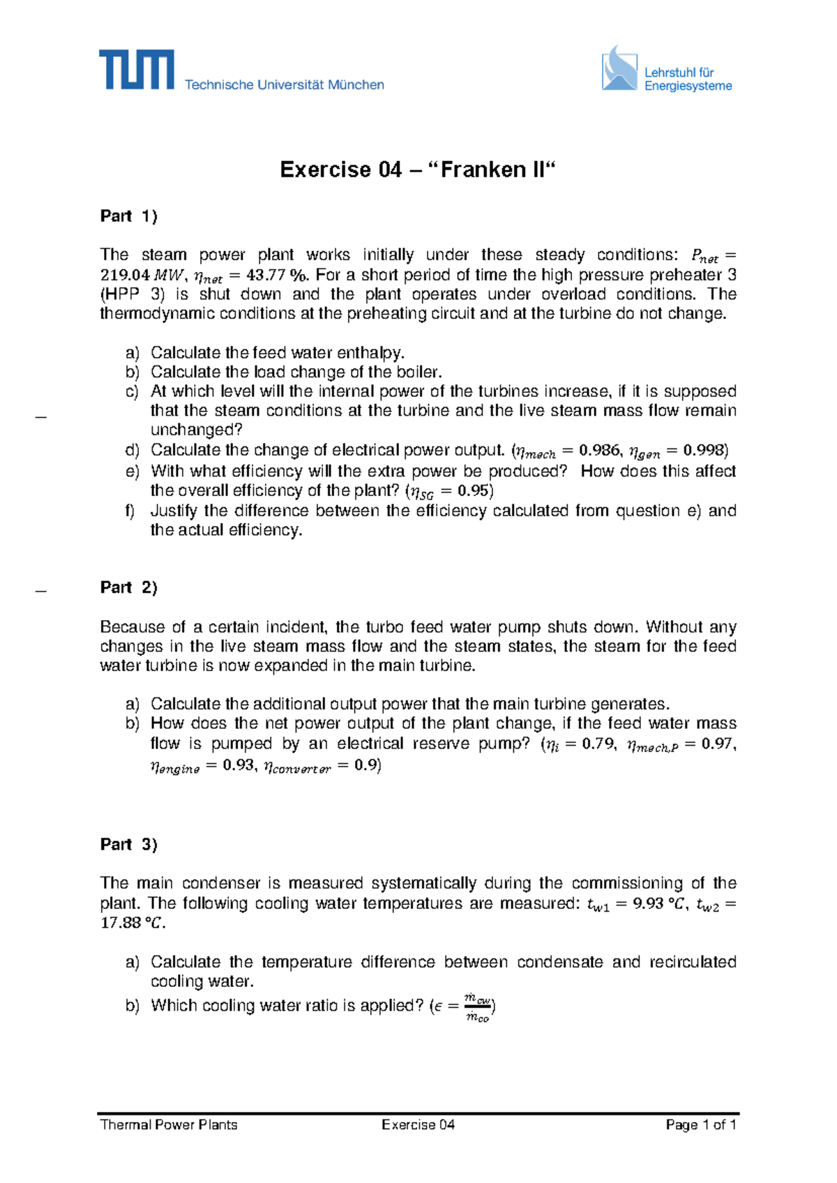 TPP Exercise 04 Franken - Thermal Power Plants Exercise 0 4 Page 1 of 1 ...
