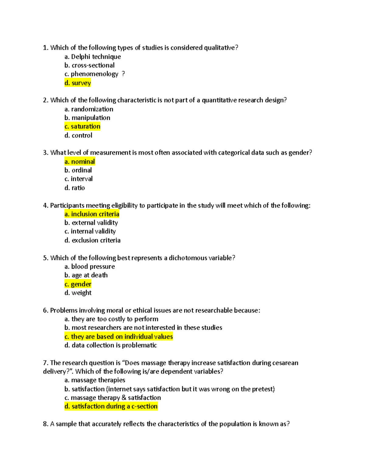 Research pre post test - post test - Which of the following types of ...
