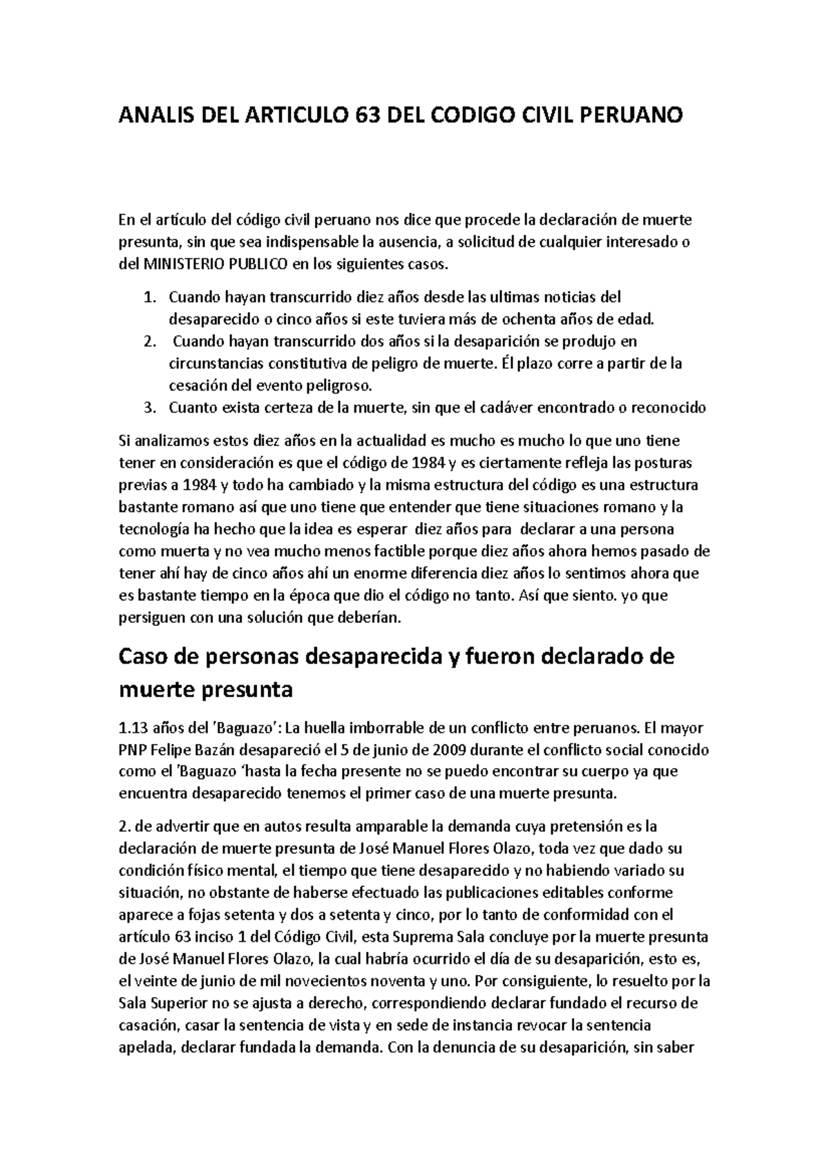 Analis DEL Articulo 63 DEL Codigo Civil Peruano - ANALIS DEL ARTICULO ...