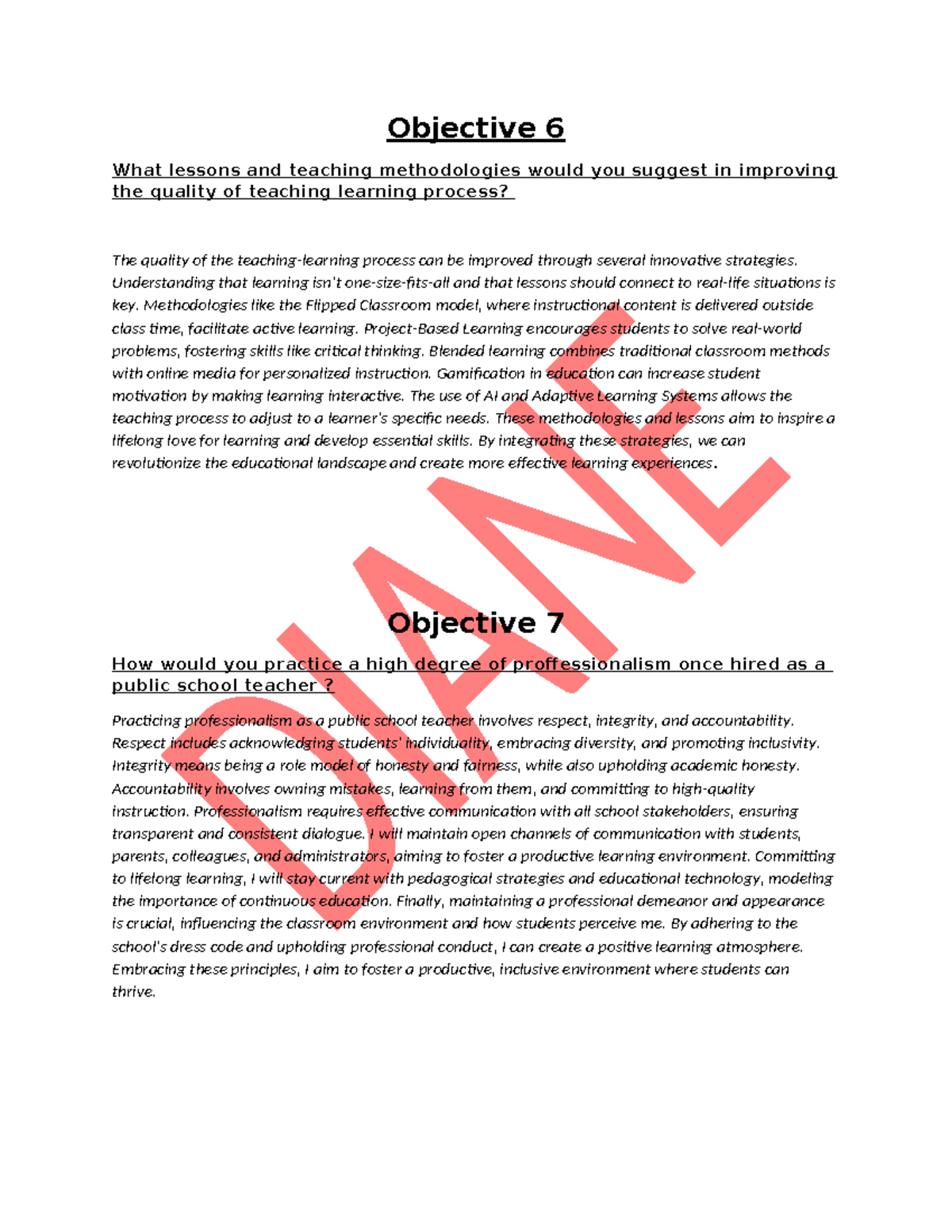 TRF for Deped Ranking - Objective 6 What lessons and teaching ...