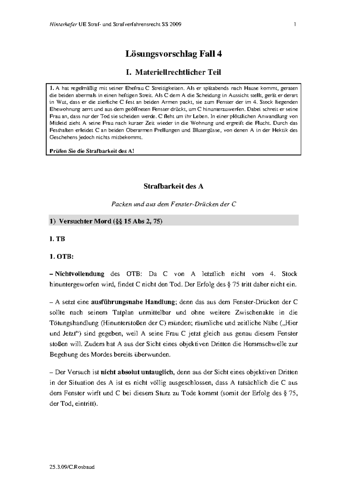 Fallbeispiele Raub Mord - Hinterhofer UE Straf- und ...