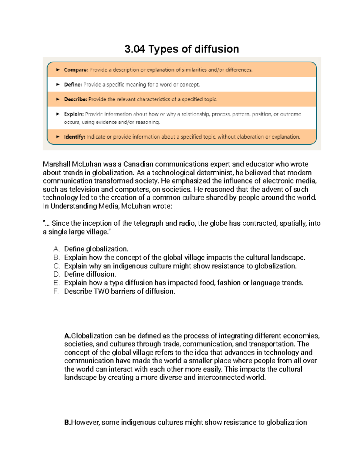 Copy of 3.04 Types of Diffusion - 3 Types of diffusion Marshall McLuhan ...