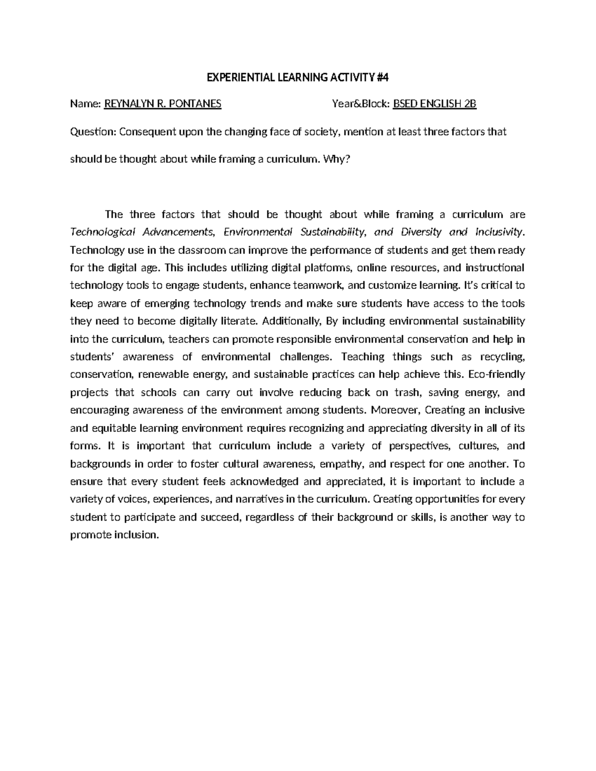 Activity #4 - Summary BS Customs Administration - EXPERIENTIAL LEARNING ...