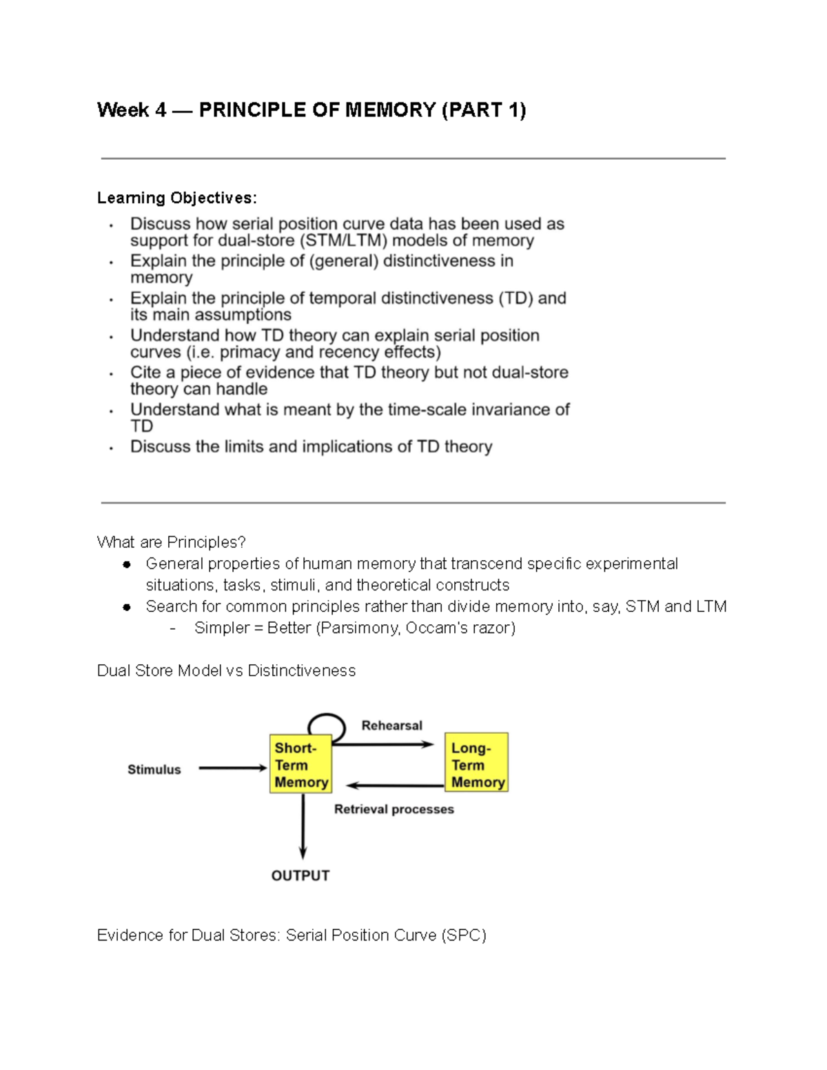 PSYC3315 (Cognitive Psychology) Part 2 - Week 4 — PRINCIPLE OF MEMORY ...