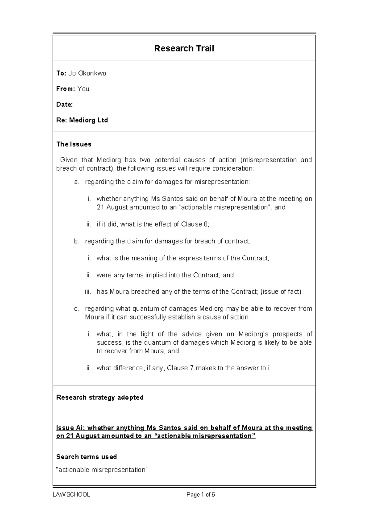 W1 Consolidate Mediorg Ltd Research trail - Research Trail To: Jo ...