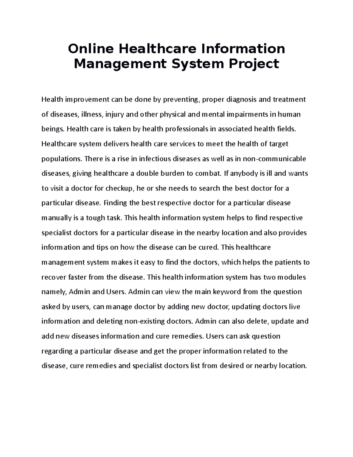 PY024 - Easy and informative - Online Healthcare Information Management ...