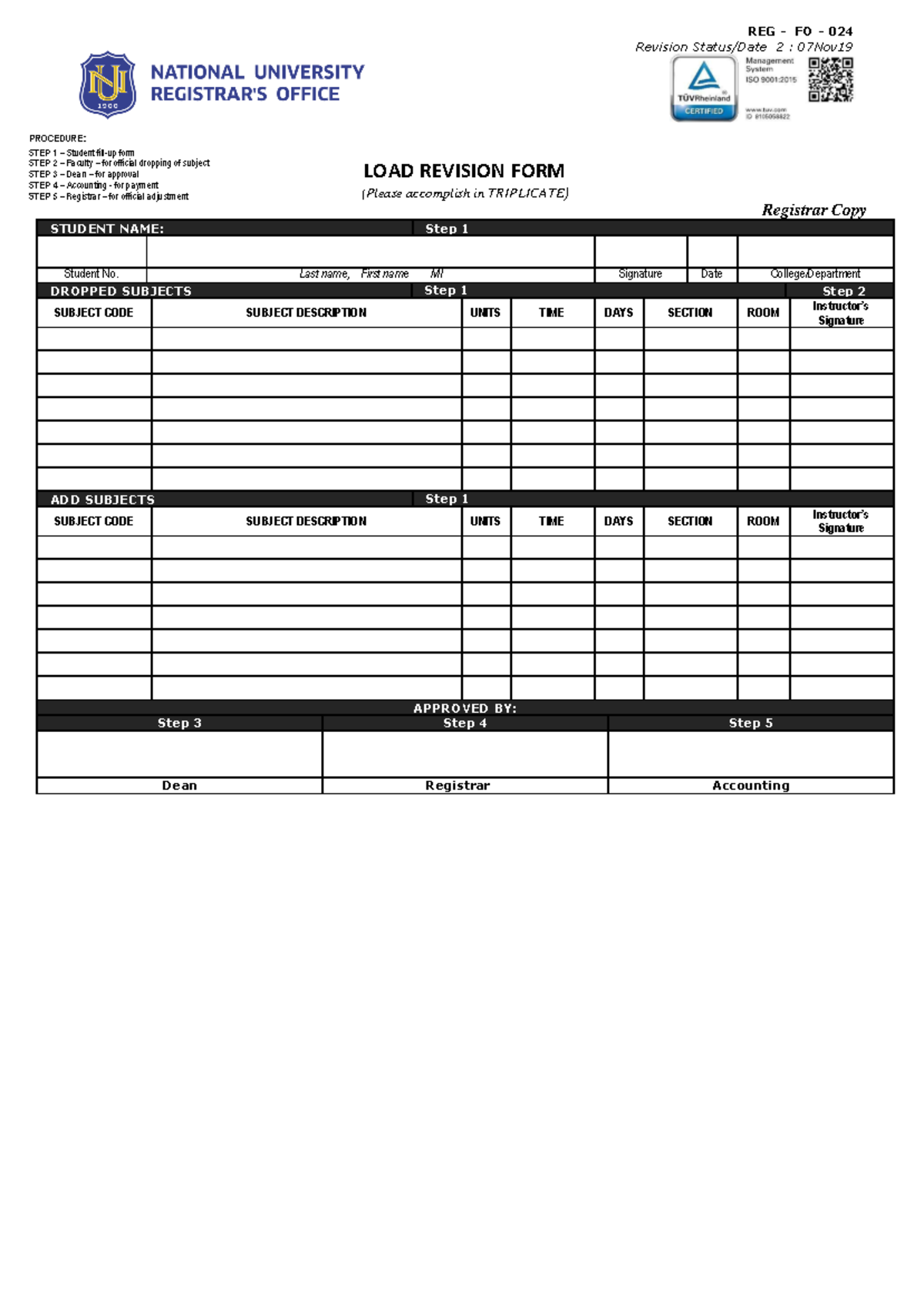 REG-FO-024 - Load Revision moa - REG - FO - 024 Revision Status/Date 2 ...