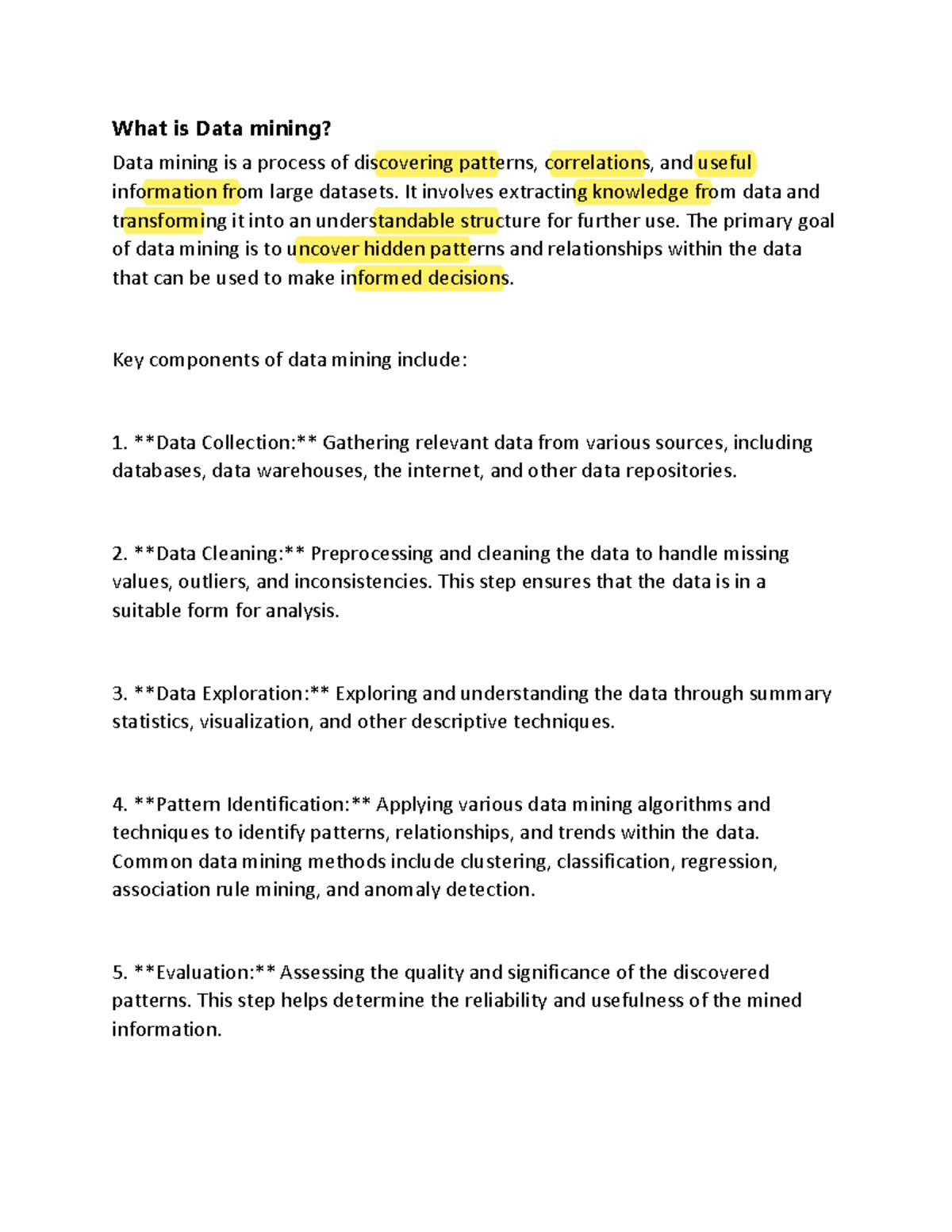 Unit3 DMBI - What is Data mining? Data mining is a process of discovering patterns, correlations ...