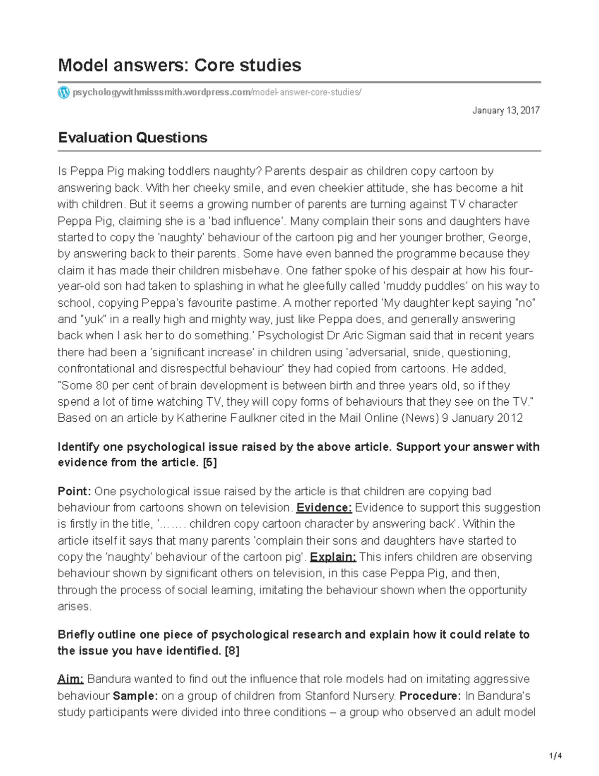 section c practice - January 13, 2017 Model answers: Core studies - Studocu