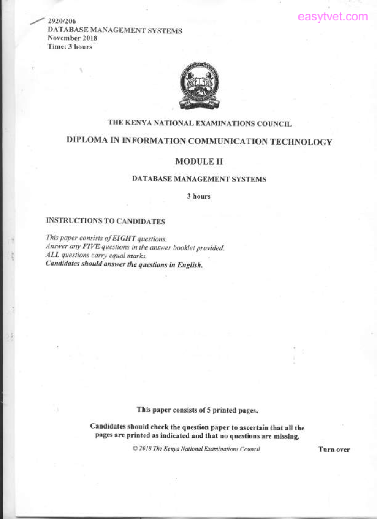 2018 nov dbms - database management - Diploma in ICT - Studocu