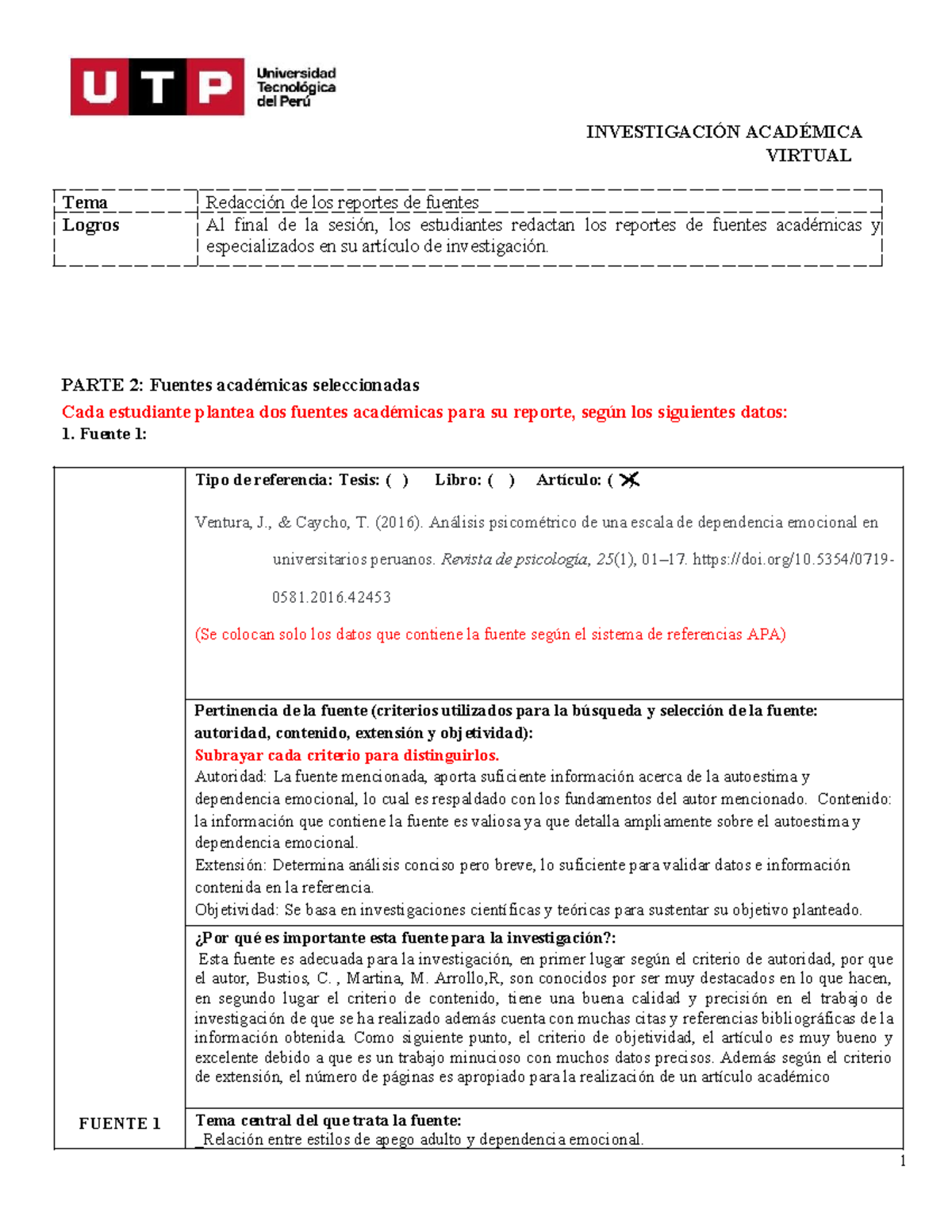 Fuente 1 - asdasdd - INVESTIGACIÓN ACADÉMICA VIRTUAL Tema Redacción de ...