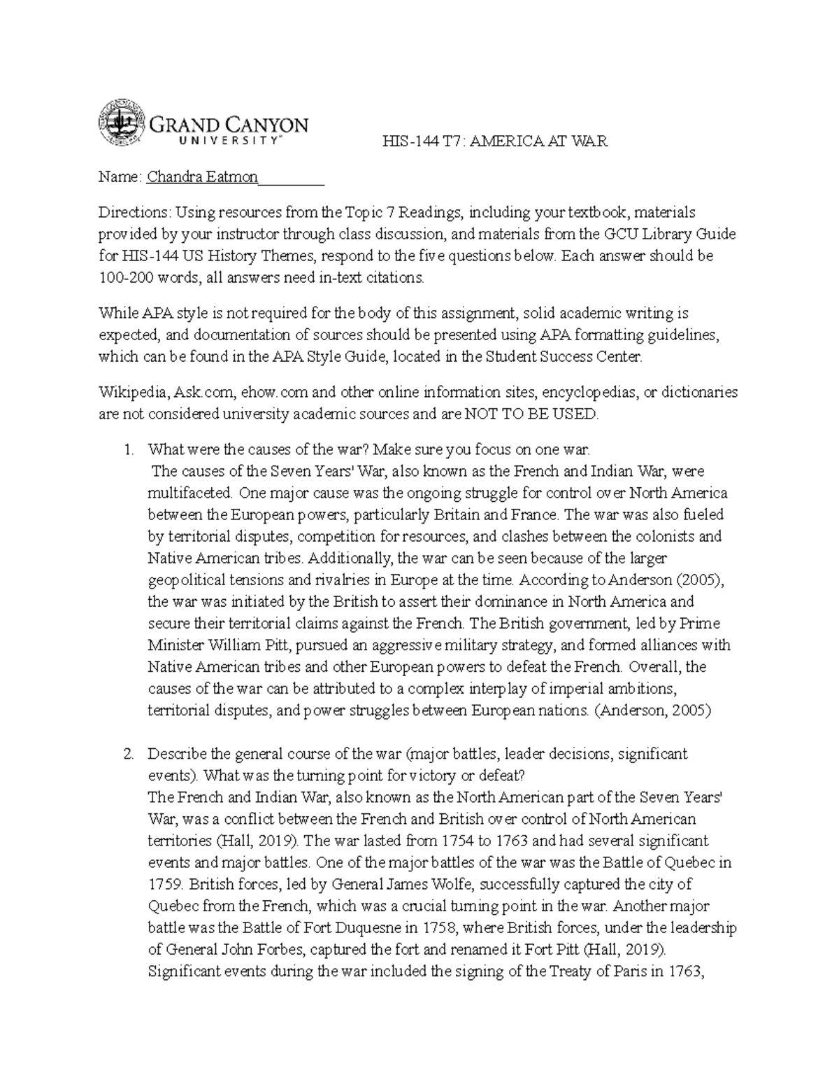 CE HIS-144-RS-America at War Worksheet - HIS-144 T7: AMERICA AT WAR ...