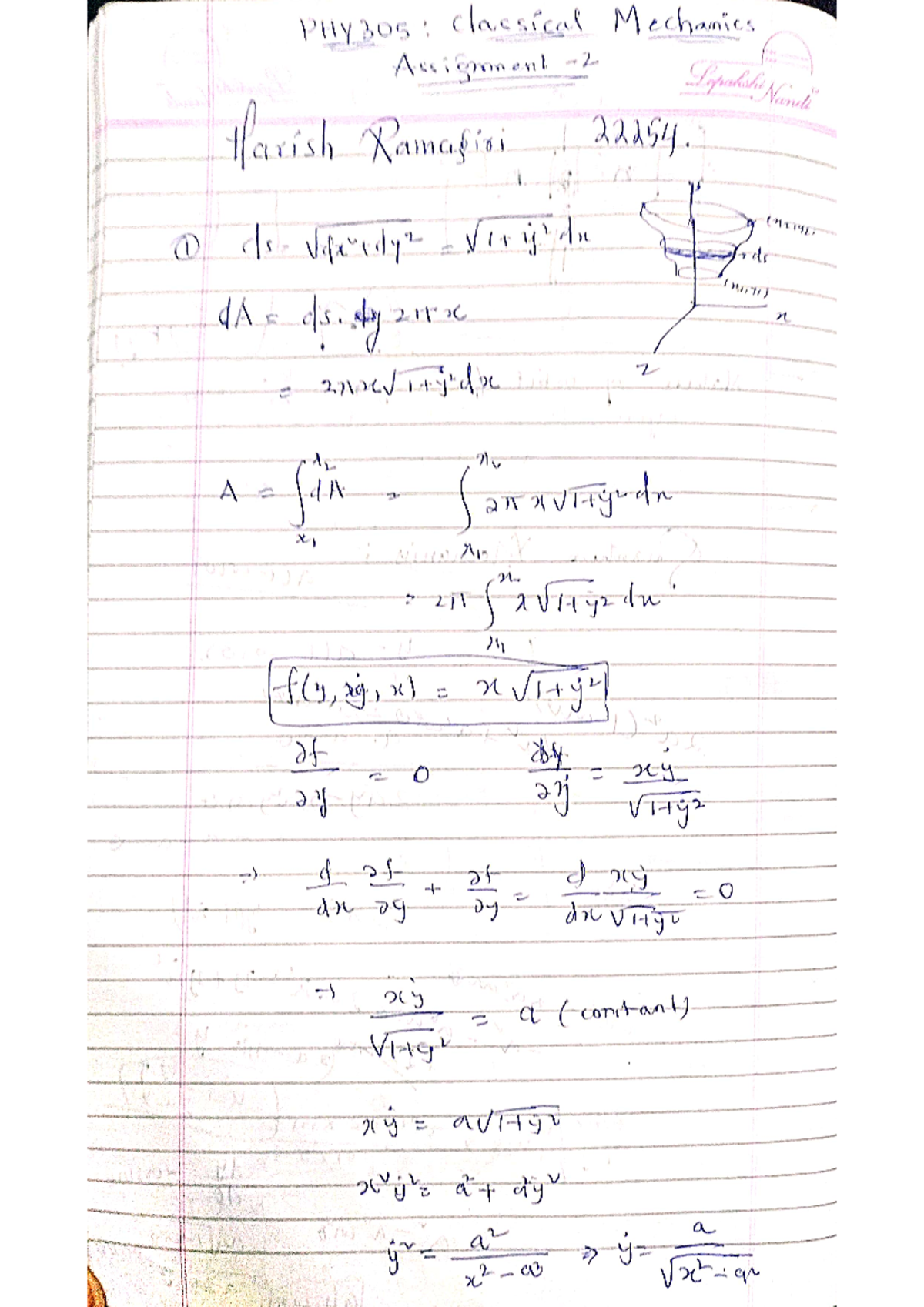 Assignmt CM - it is an assignment - PHY305 classical Mechanics Assignment Marish Ramafiri 1) ds ...