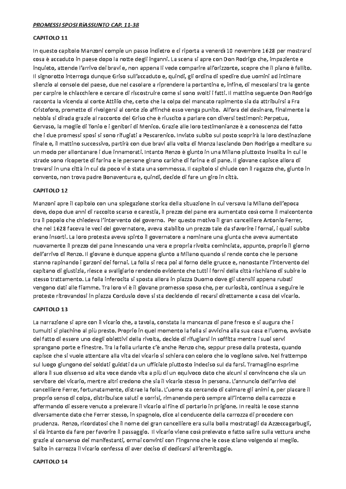 Promessi Sposi Riassunto cap. 11-38 - PROMESSI SPOSI RiASSUNTO CAP. 11- CAPITOLO 11 In questo ...