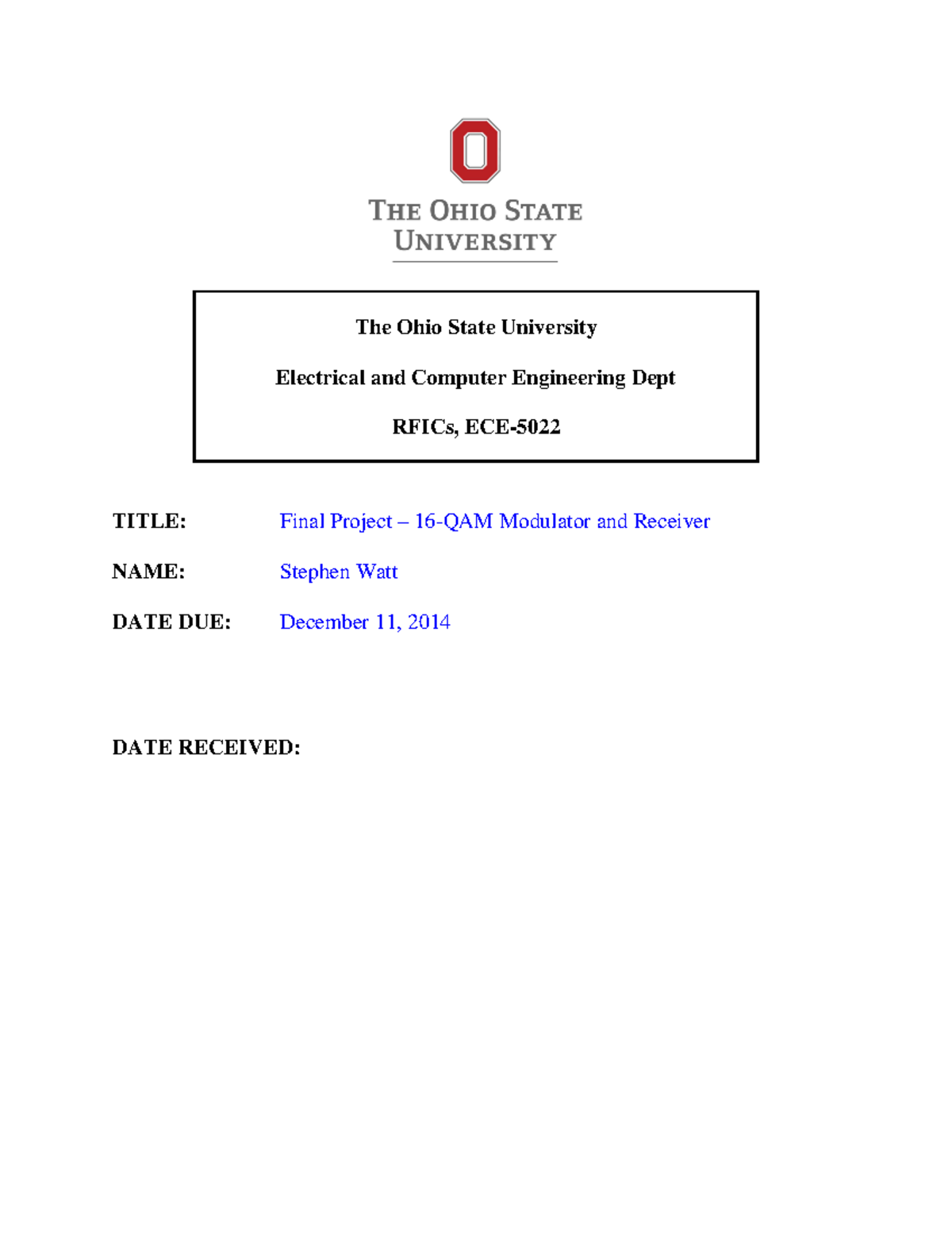 AWR-Simulation - AWR - The Ohio State University Electrical and Computer Engineering Dept RFICs ...