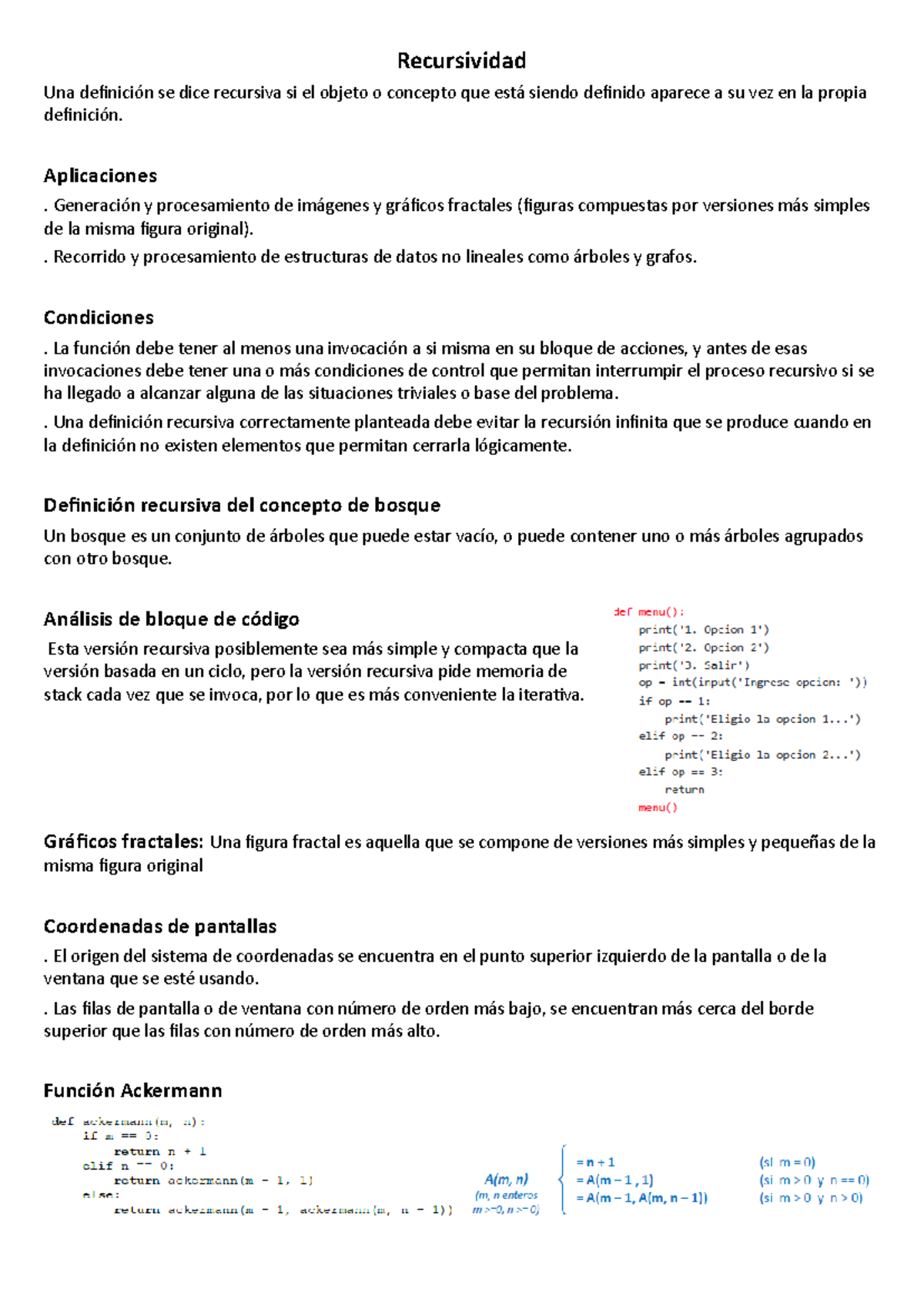 Resumen Completo Parcial 5 - Recursividad Una definición se dice ...