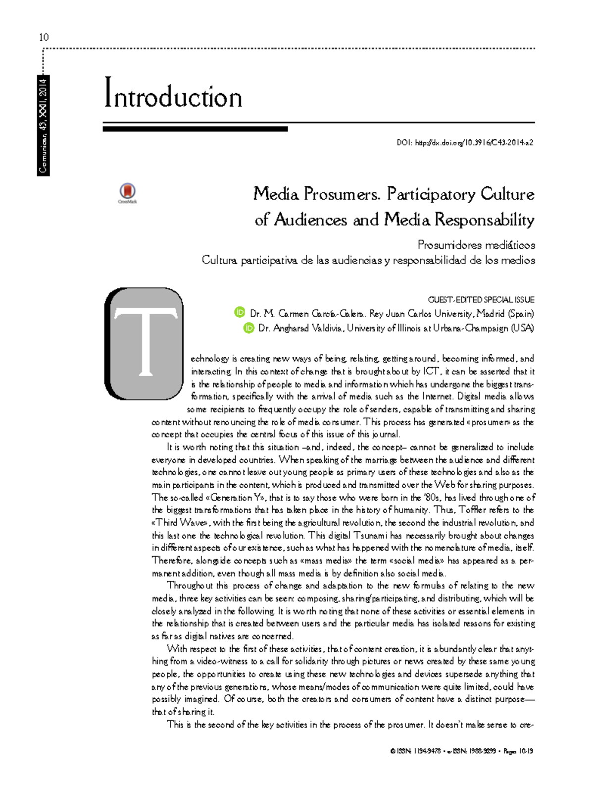 Comunicar 43 Media prosumers. Participatory culture of audiences and ...