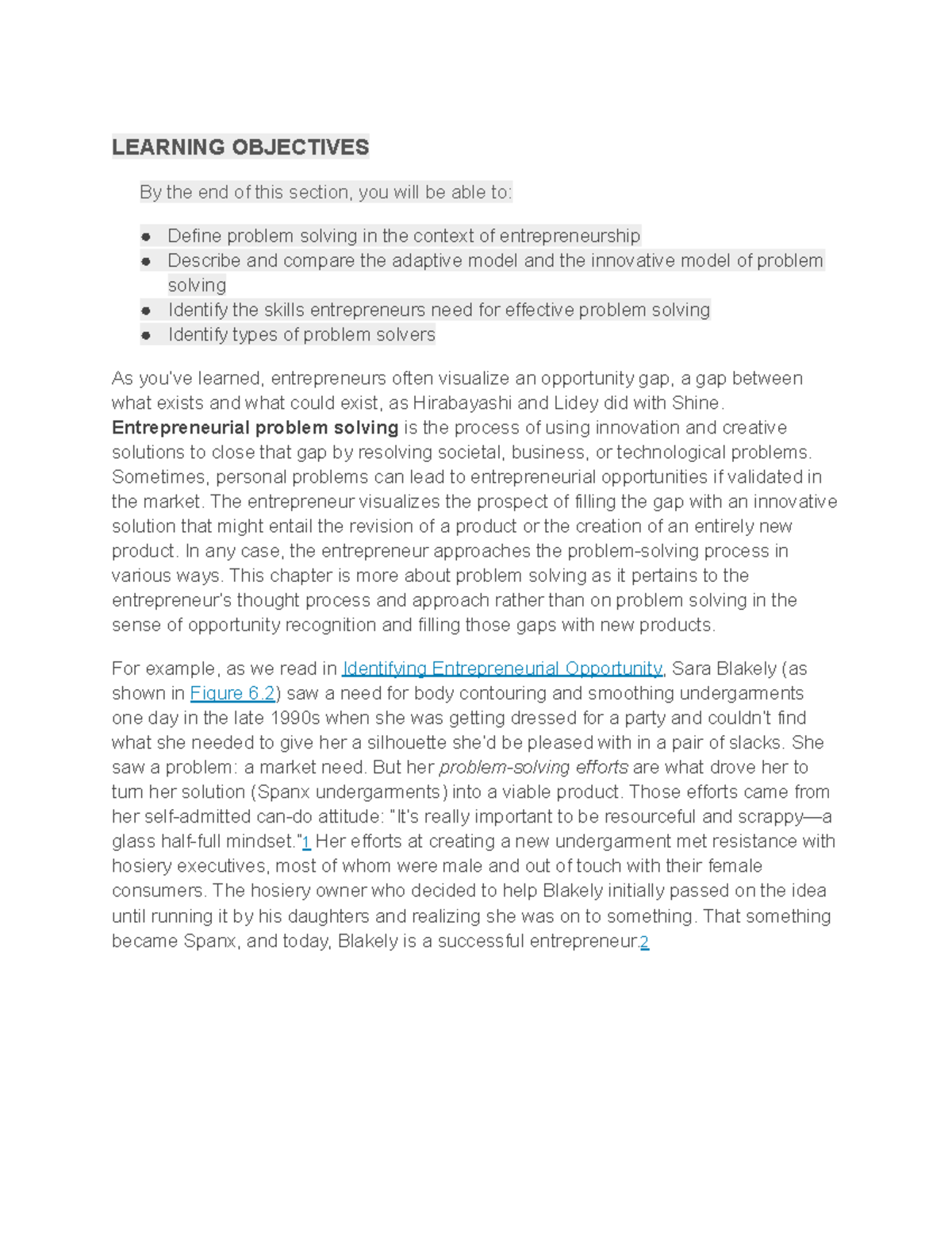 Problem Solving to Find Entrepreneurial Solutions - LEARNING OBJECTIVES ...