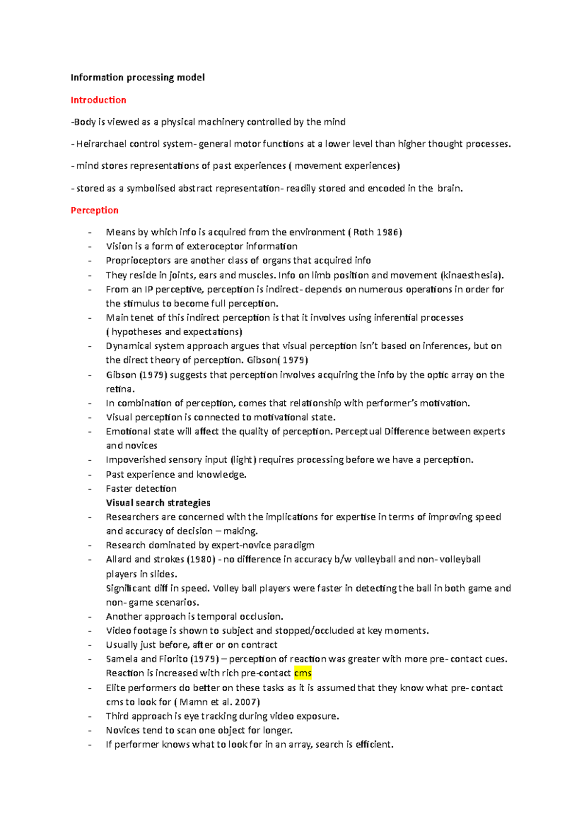 Information processing model notes - Information processing model ...