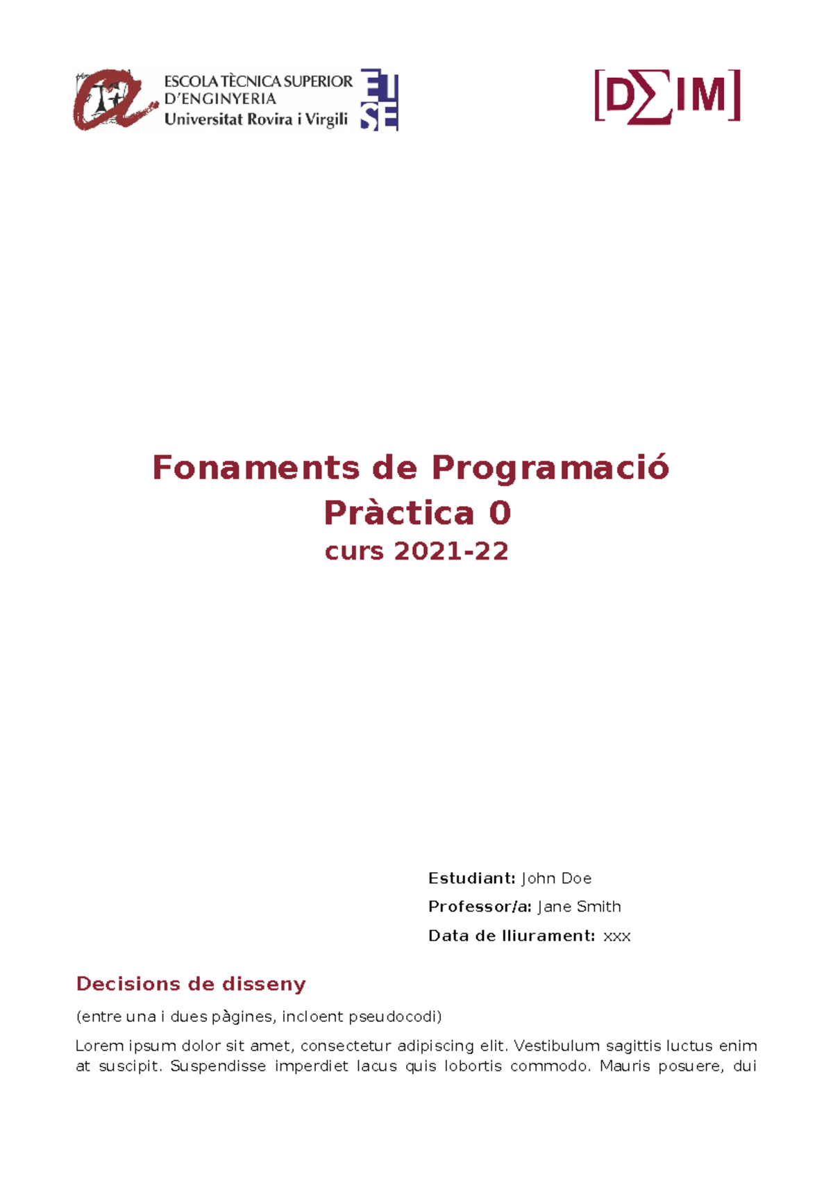 Plantilla de fonaments de programació - URV - Studocu