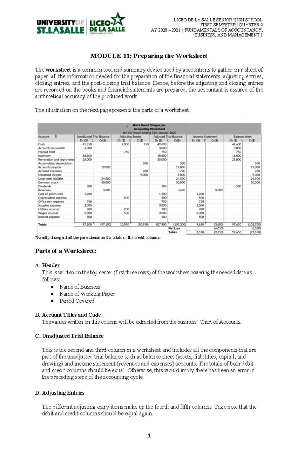 11 Preparation of Worksheet - FIRST SEMESTER | QUARTER 2 AY 2020 3 2021 ...
