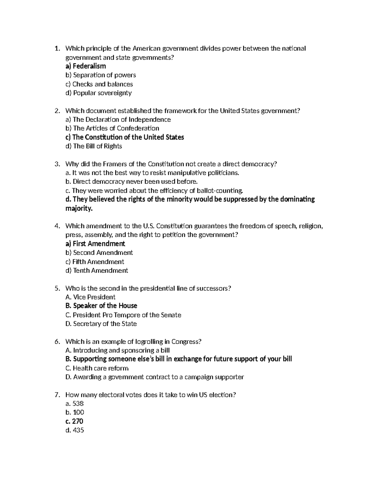 Test-bank American Government - Which principle of the American ...