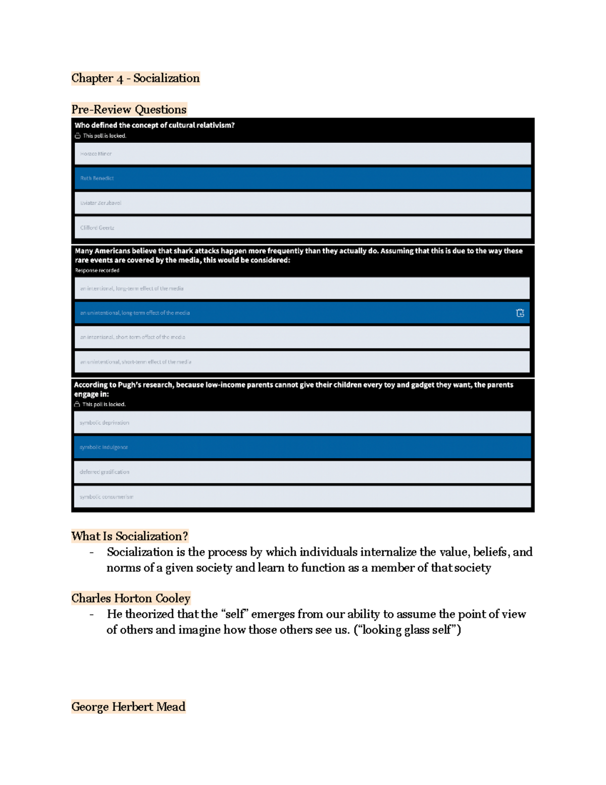 Chapter 4 - Notes - Chapter 4 - Socialization Pre-Review Questions What ...