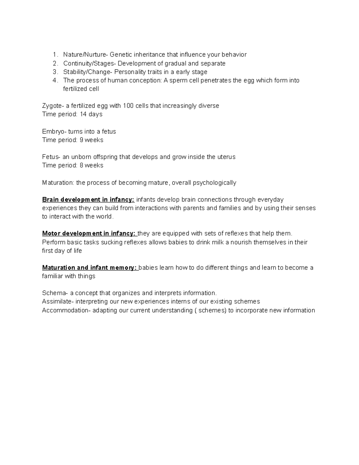 Psych Development - Nature/Nurture- Genetic inheritance that influence ...