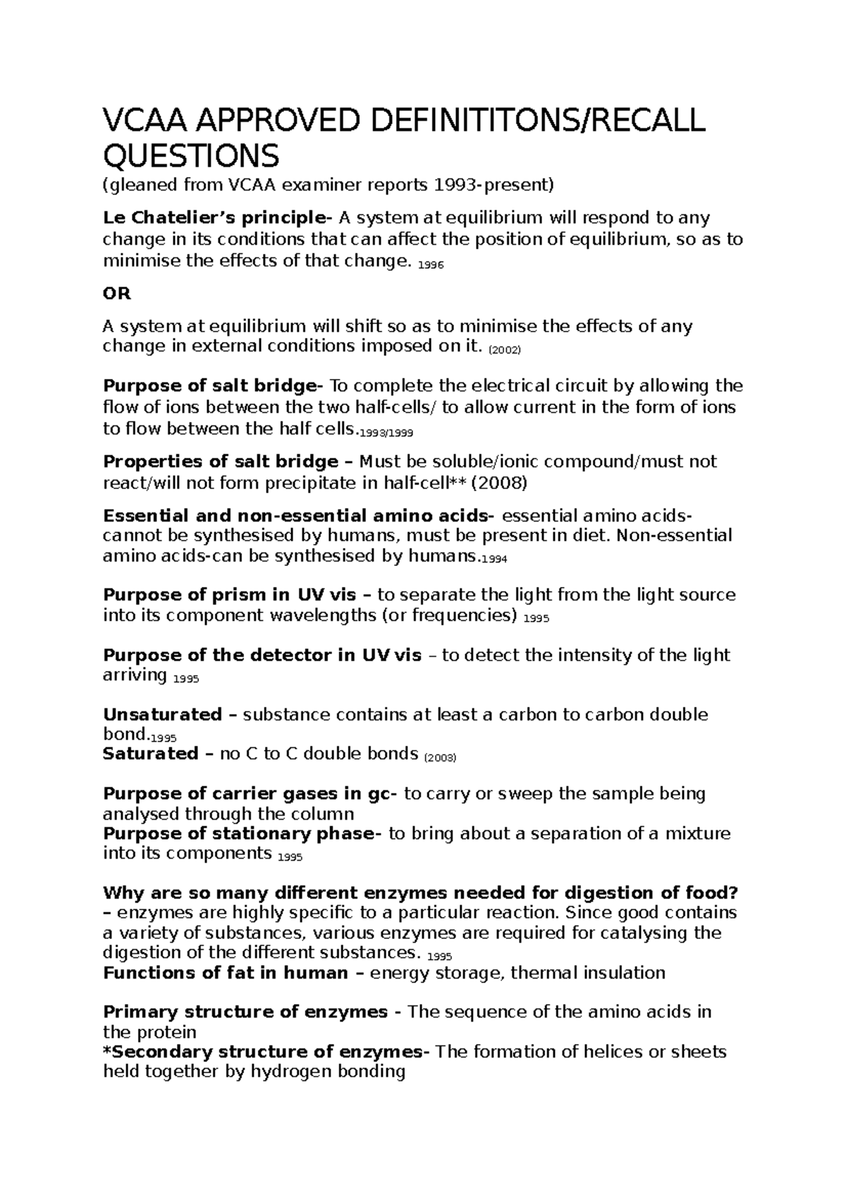 VCAA Approved Definititons - VCAA APPROVED DEFINITITONS/RECALL ...