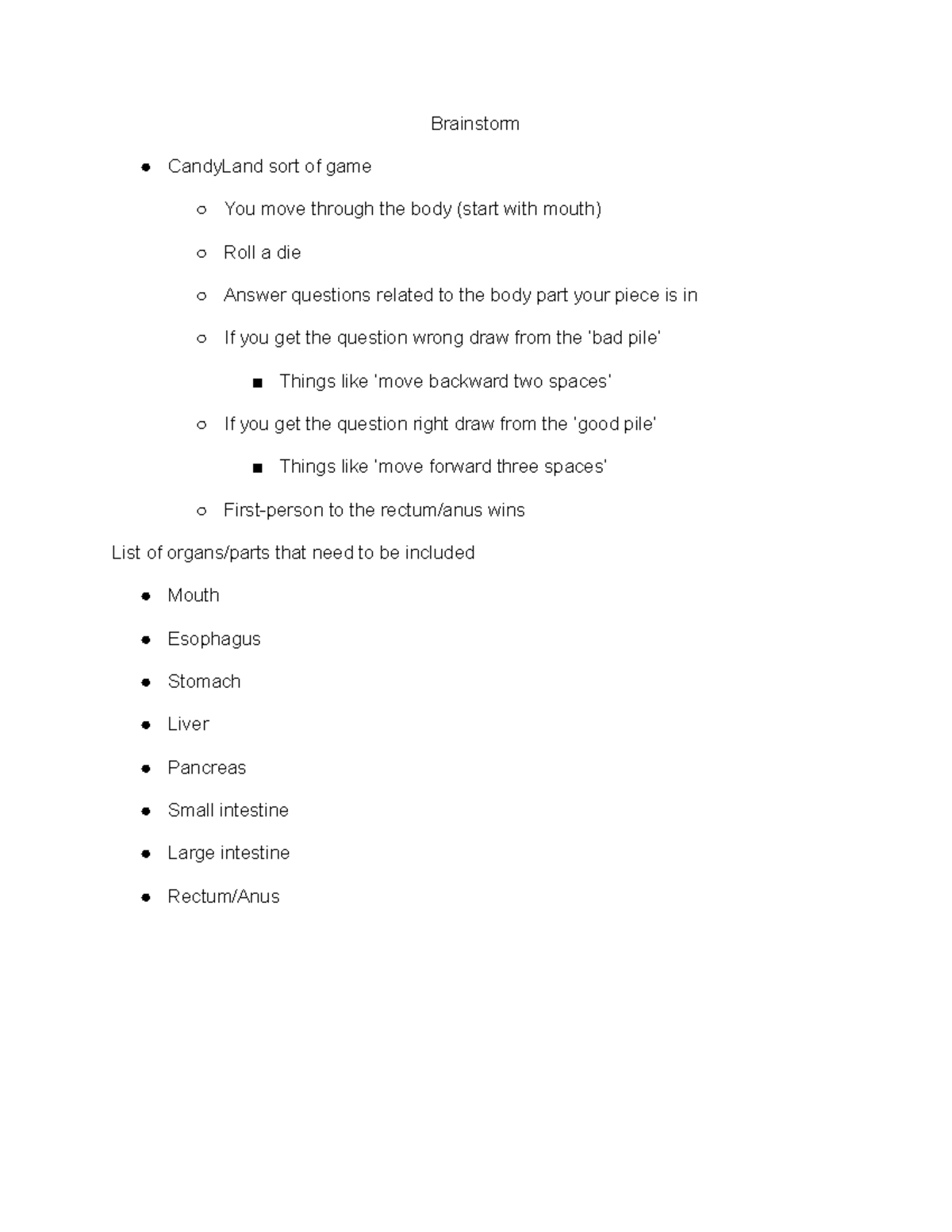 Digestive System Proj - Brainstorm CandyLand sort of game You move ...